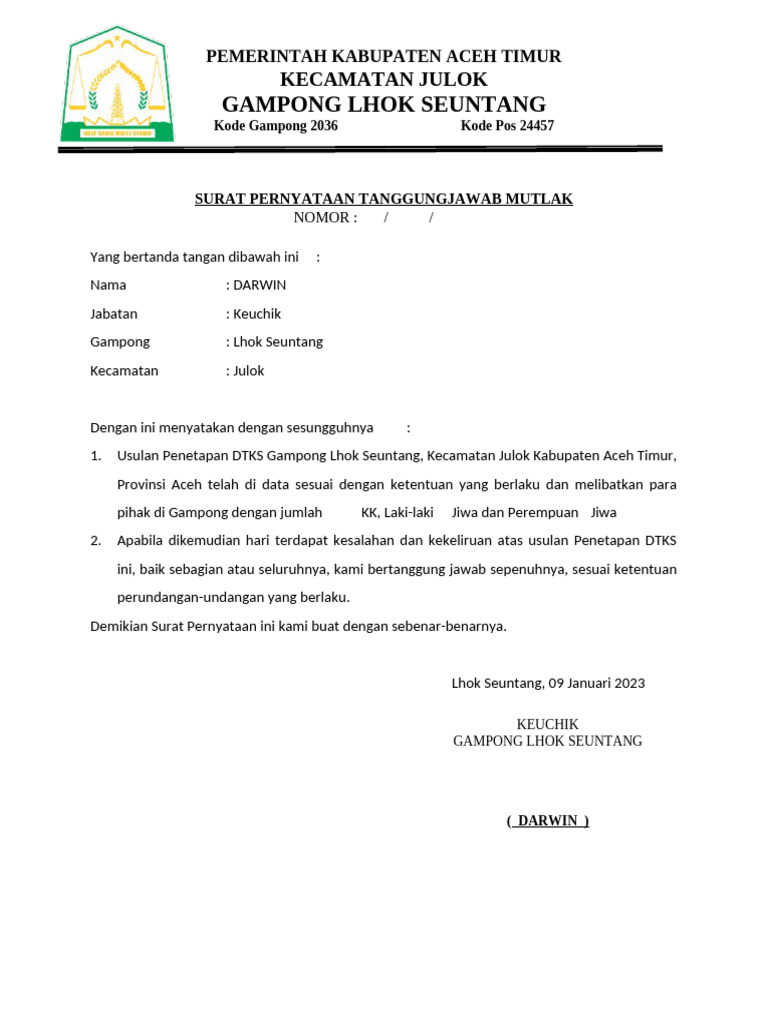 Surat Pertanggungjawab Mutlak | PDF