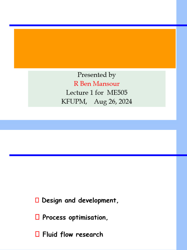 1 Intro P1 CFD 241 Lec1 | PDF | Computational Fluid Dynamics | Fluid Dynamics
