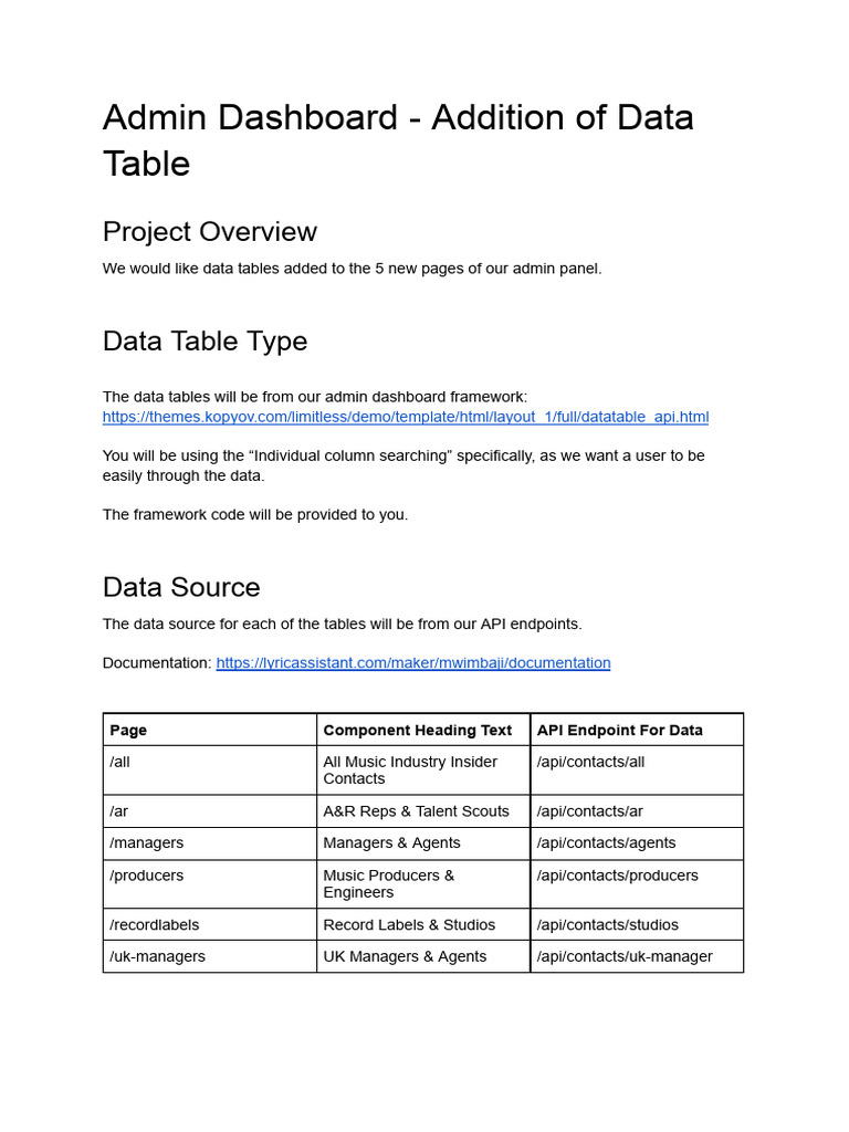 Admin Dashboard - Addition of Data Table-2 | PDF | Computers