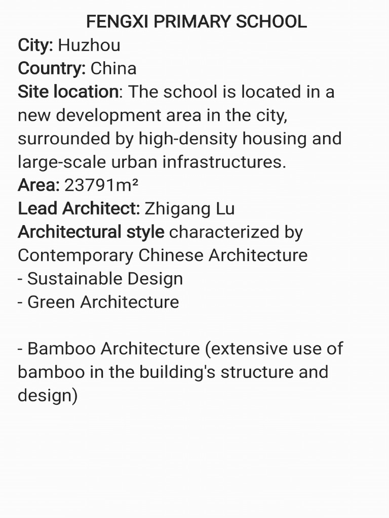 Fengxi Primary School | PDF