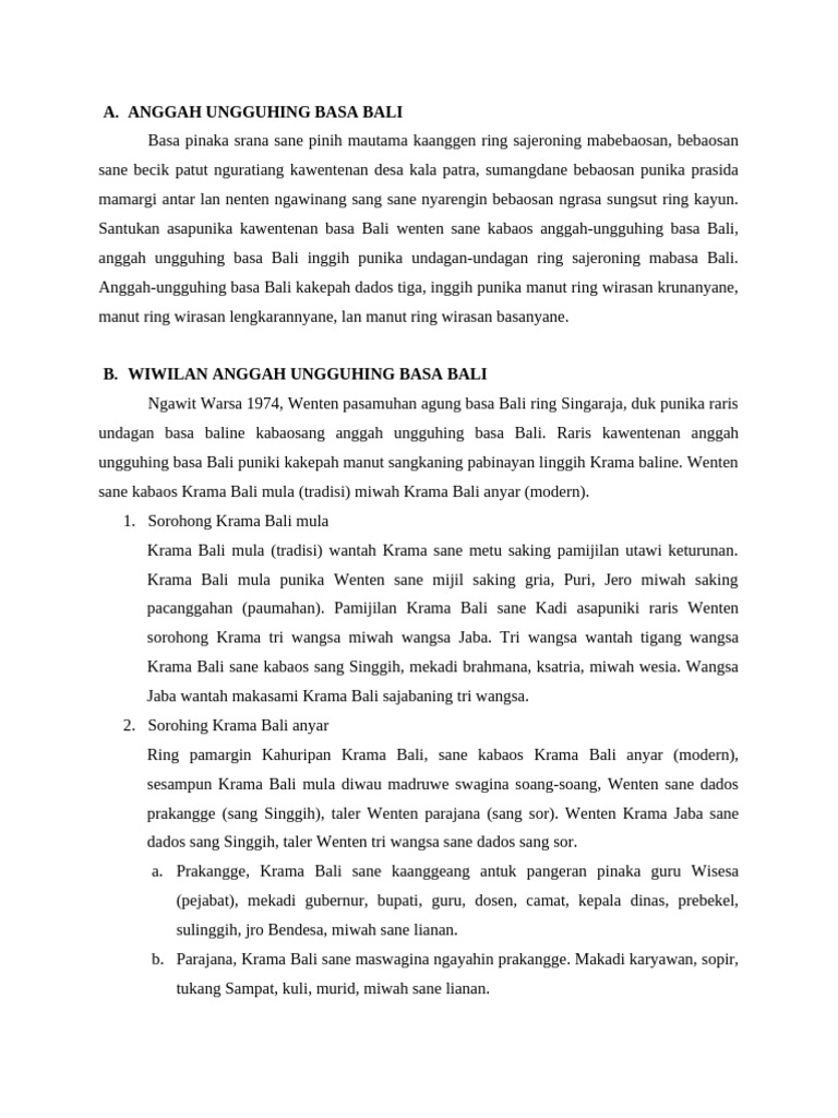 Materi Anggah-Ungguhing Basa Bali | PDF