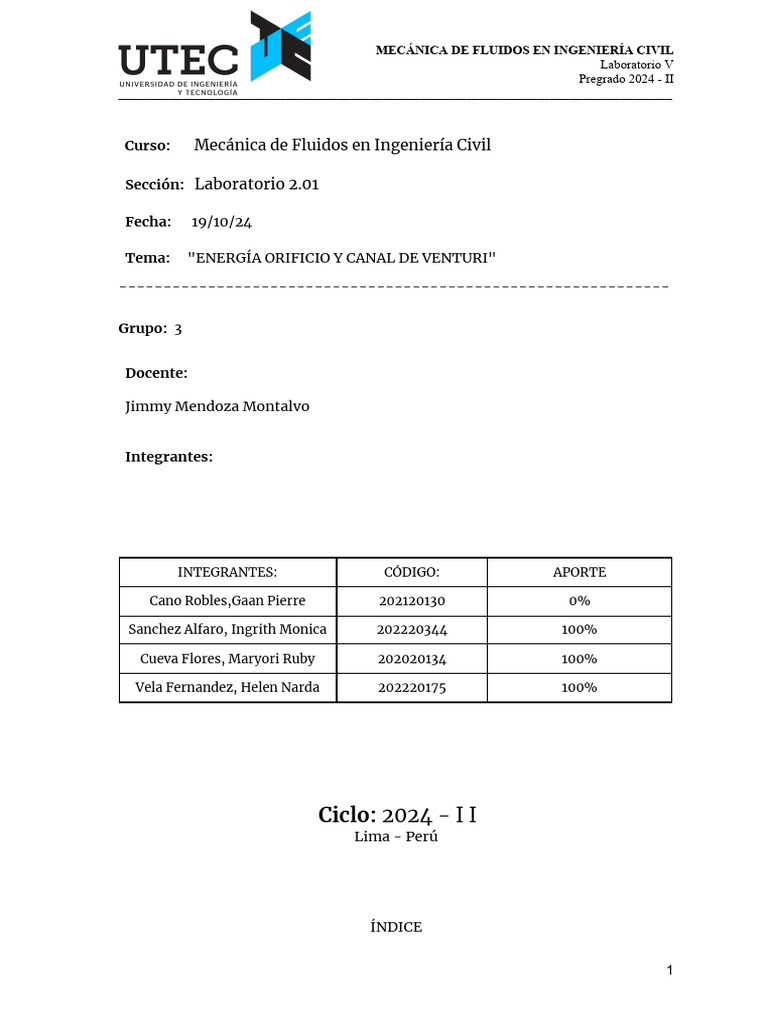 Lab Oratorio 5 | PDF | Turbulencia | Descarga (hidrología)