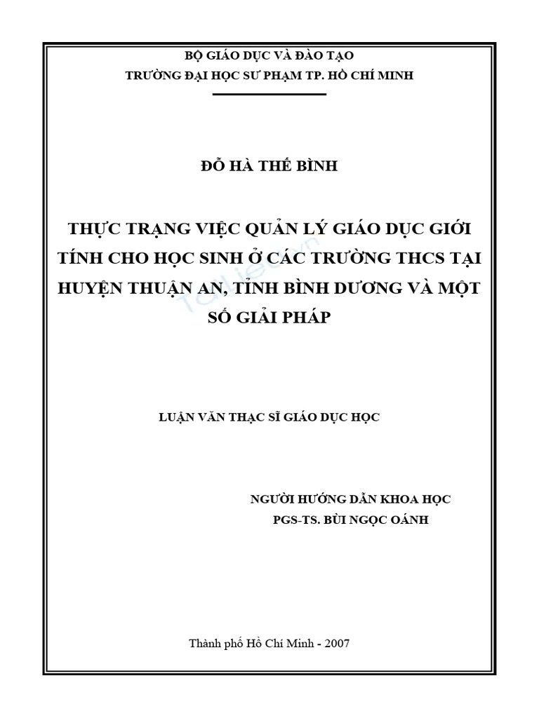 Luân Văn Giao Duc Gioi Tinh | PDF