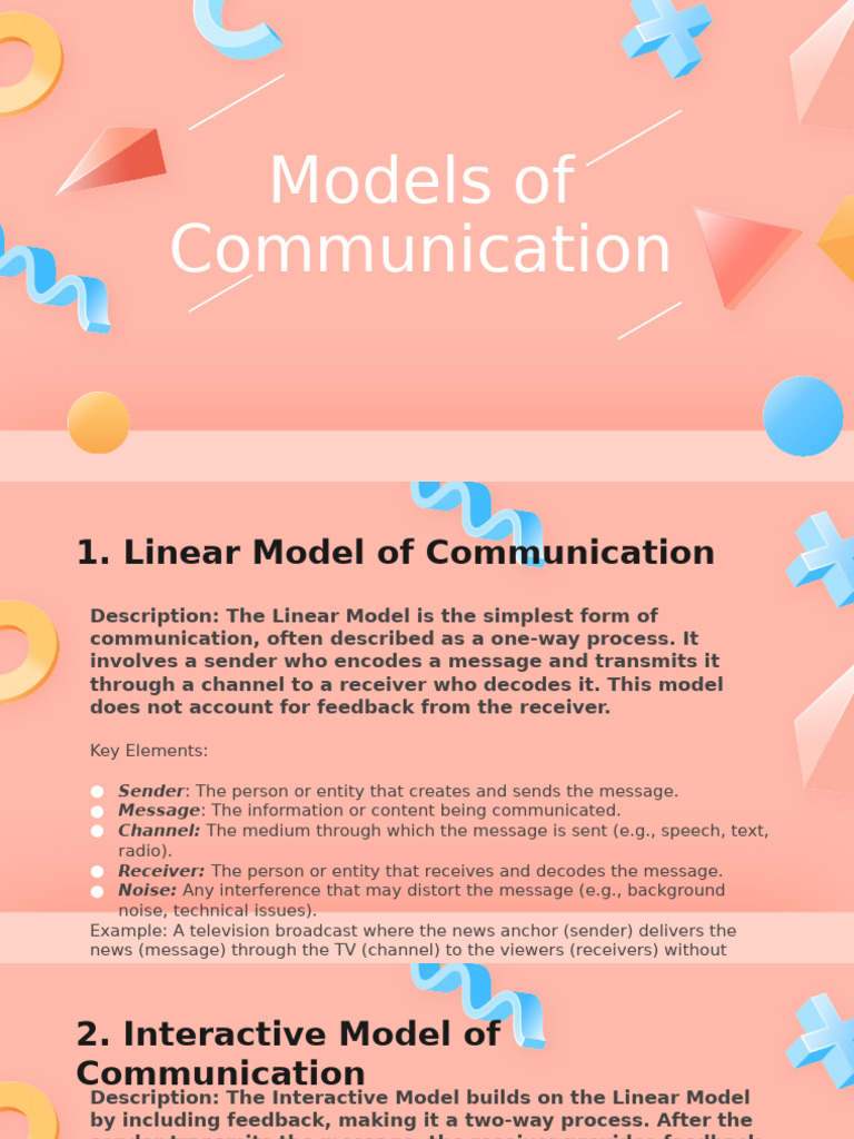 OC-Q1W2 Models of Communication | PDF | Communication | Cognition