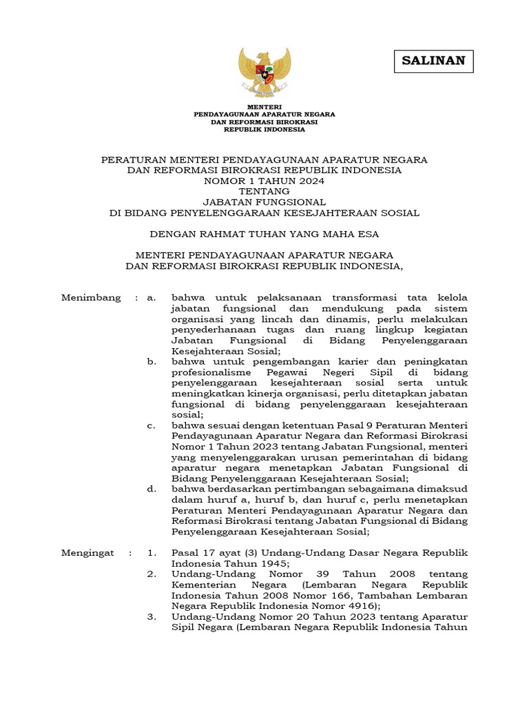 PERMENPAN-RB-1-2024 | PDF