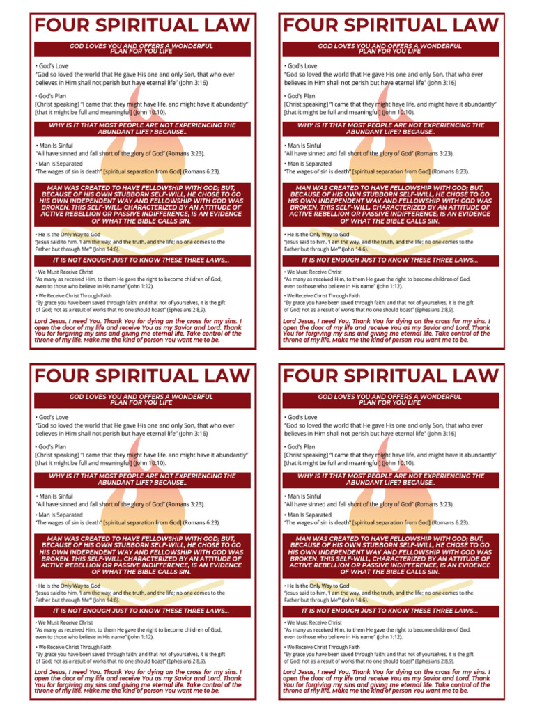 FOUR SPIRITUAL LAW | PDF | Jesus | Eternal Life (Christianity)