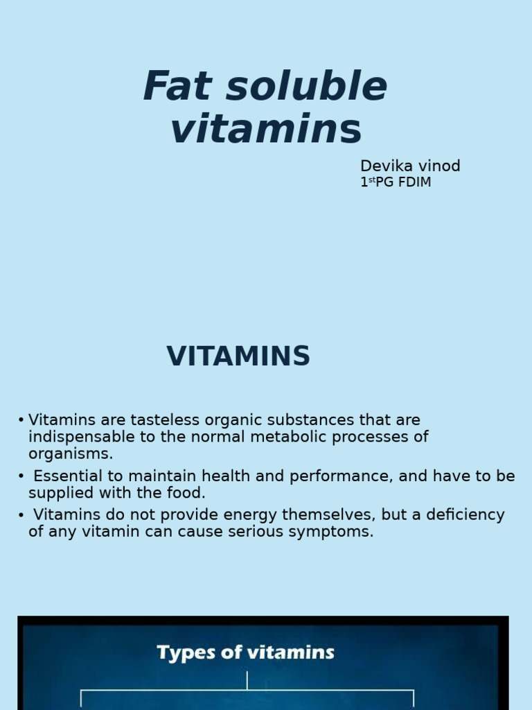 Understanding Fat Soluble Vitamins Pdf Vitamin A Vitamin E