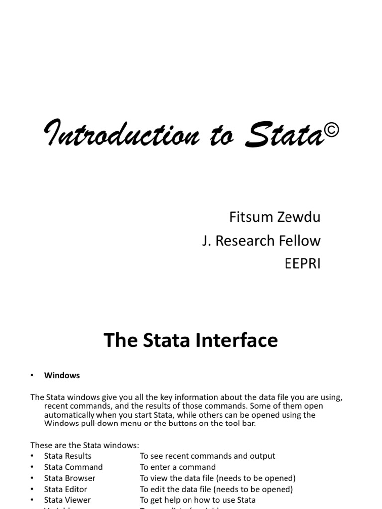 Stata Training 1 Pdf Computer File Descriptive Statistics