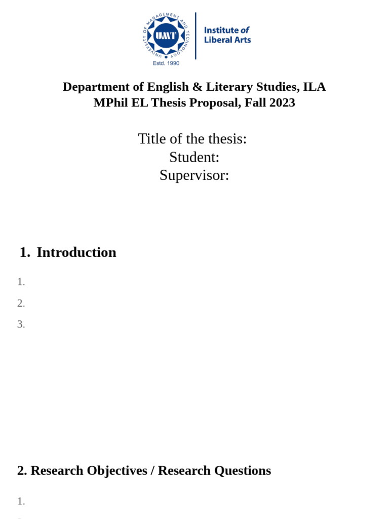 MPhil EL Thesis Proposal - Sample Presentation | PDF | Language Arts & Discipline