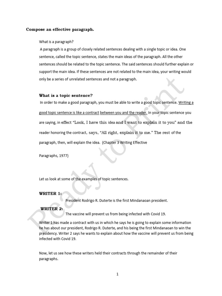 Compose An Effective Paragraph | PDF | Paragraph | Vaccines