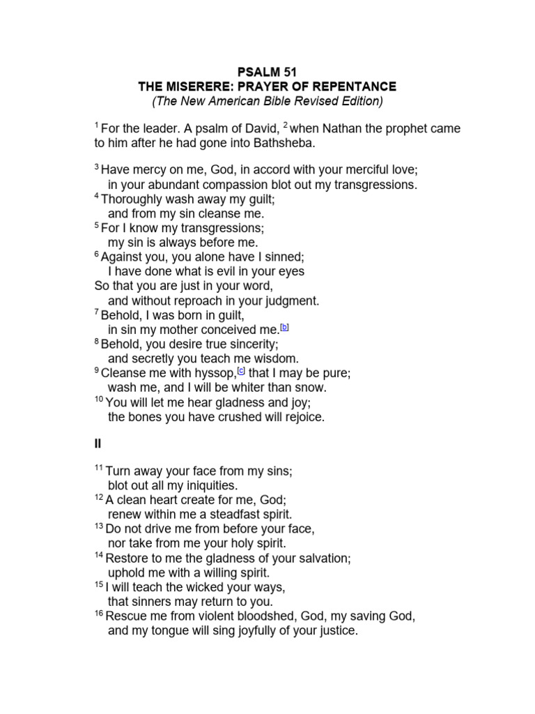 PSALM 51 The New American Bible Revised Edition | PDF