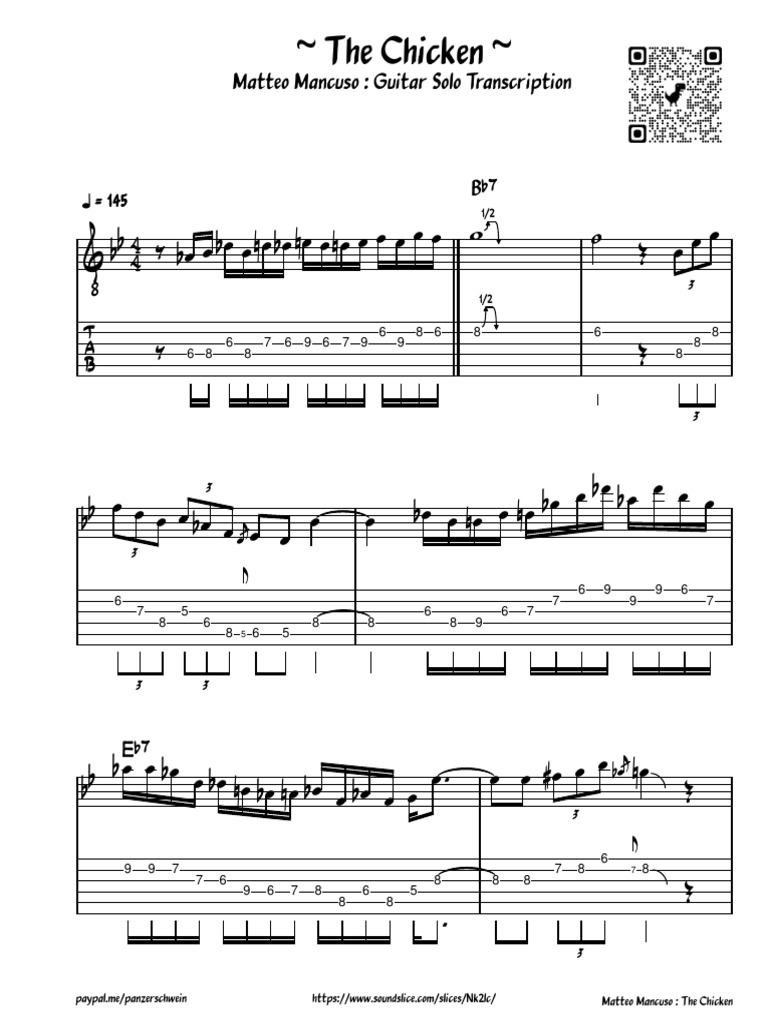 Matteo Mancuso The Chicken Standard Notation Tab | PDF | Guitar Family ...
