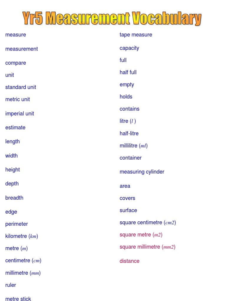 Measurement Vocabulary Guide | PDF | Lifestyle