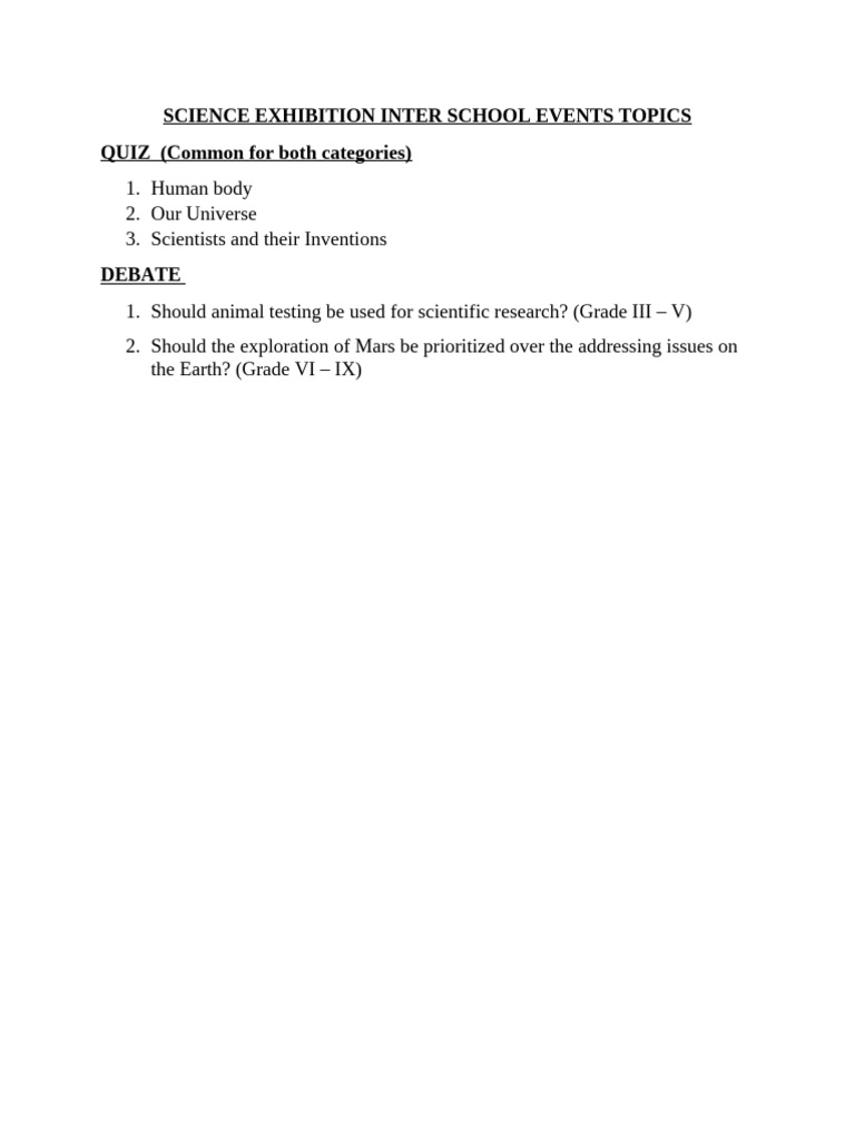 Quiz Topics | PDF