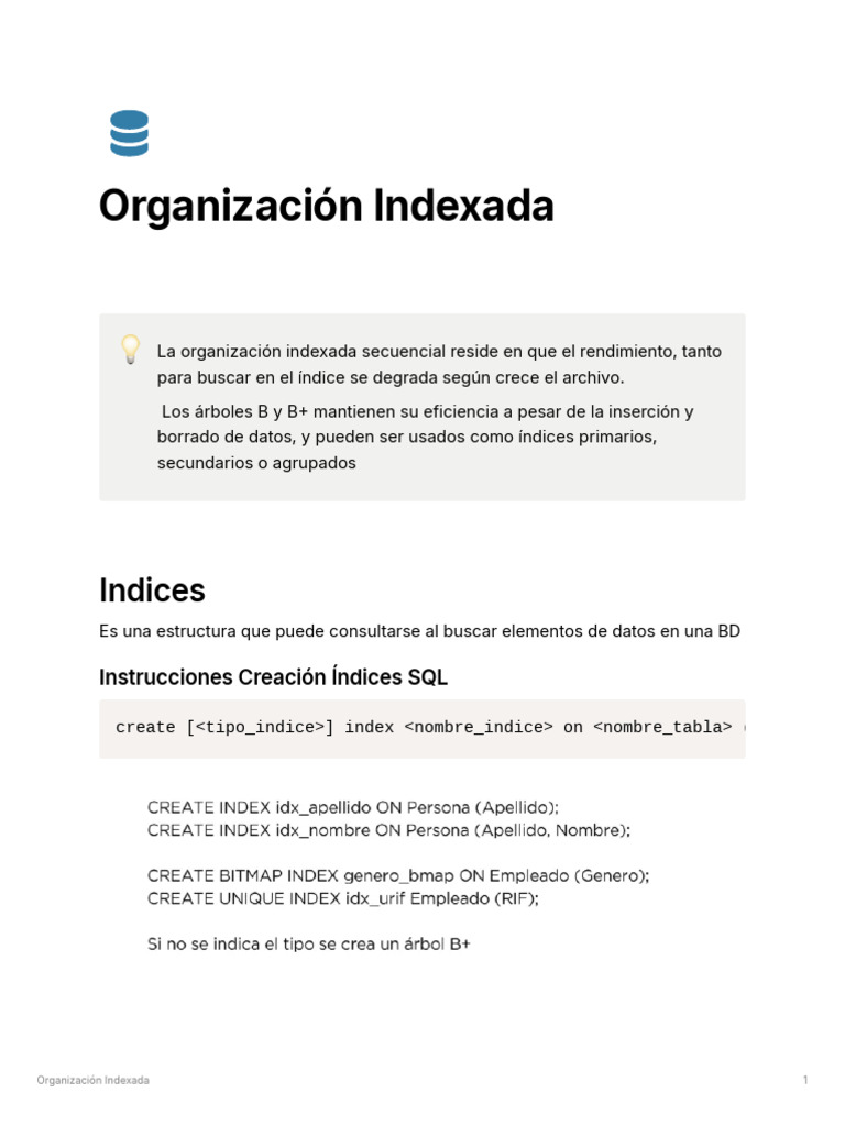 Base de Datos-Organizacin - Indexada | PDF | Informática | Datos de ...