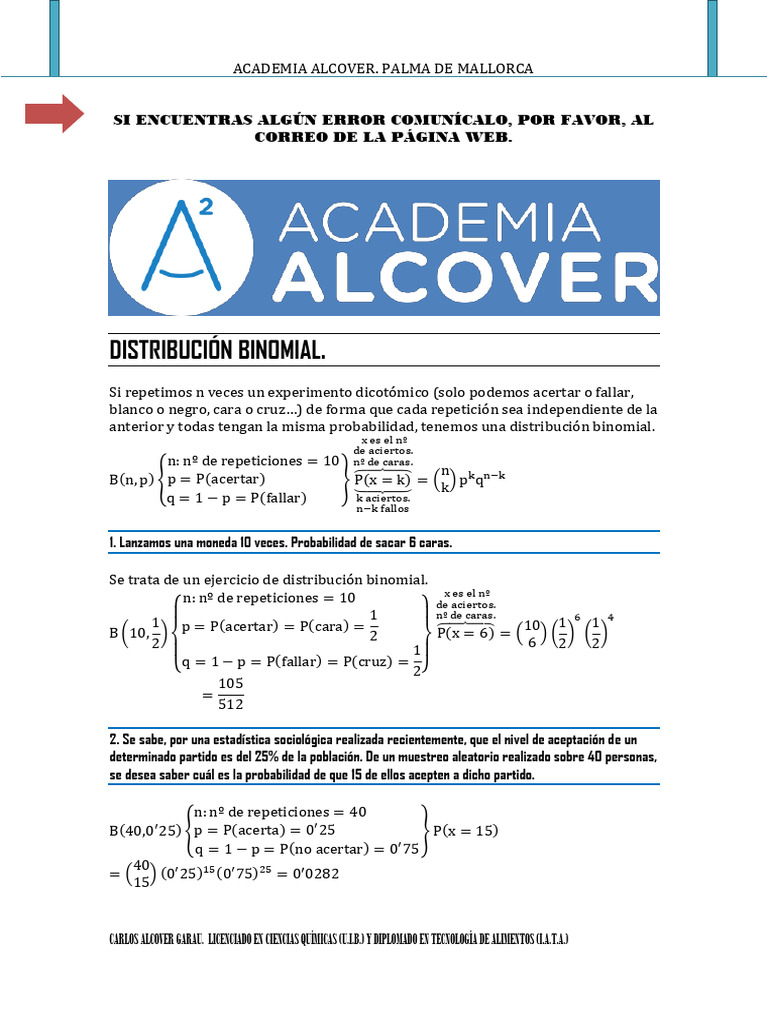 distribucion-binomial | PDF | Investigación cuantitativa | Matemáticas Aplicadas