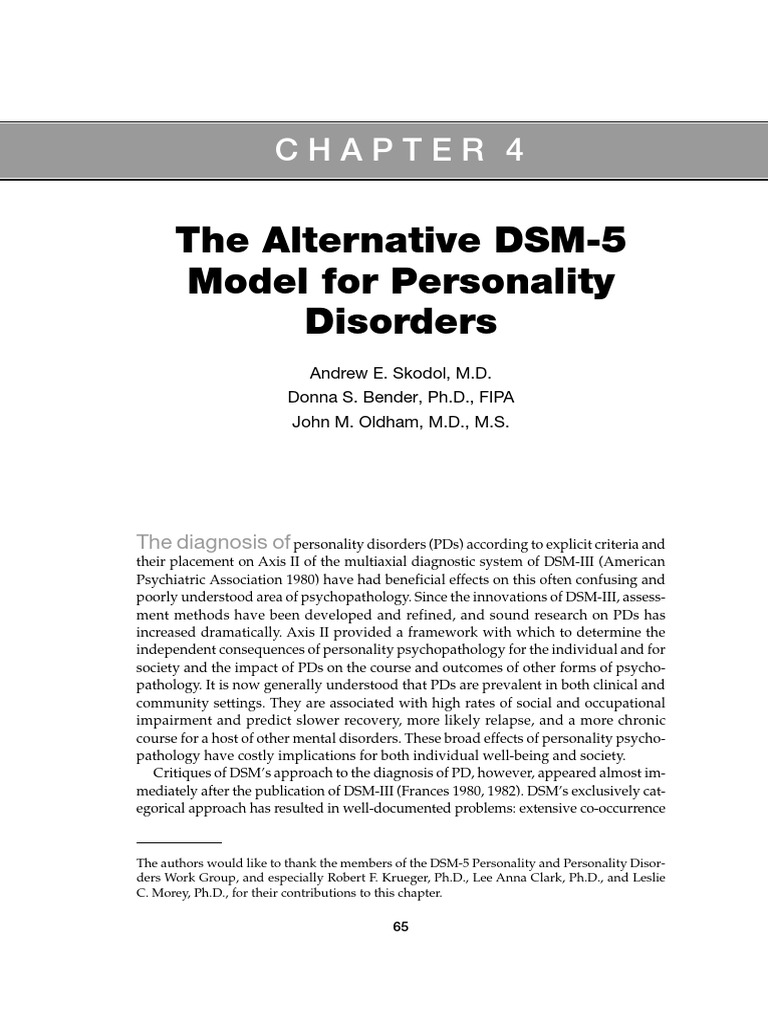 Alternative DSM-5 Model for PDs | PDF | Personality Disorder ...