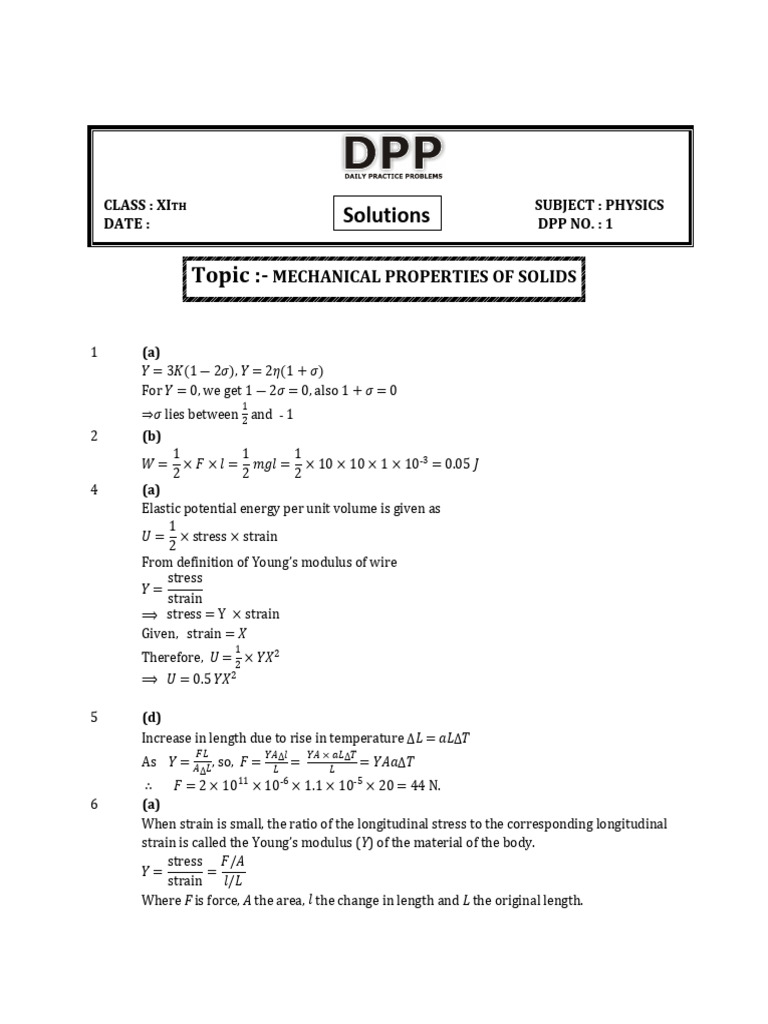 Ddp 1 Solution | PDF | Young's Modulus | Materials