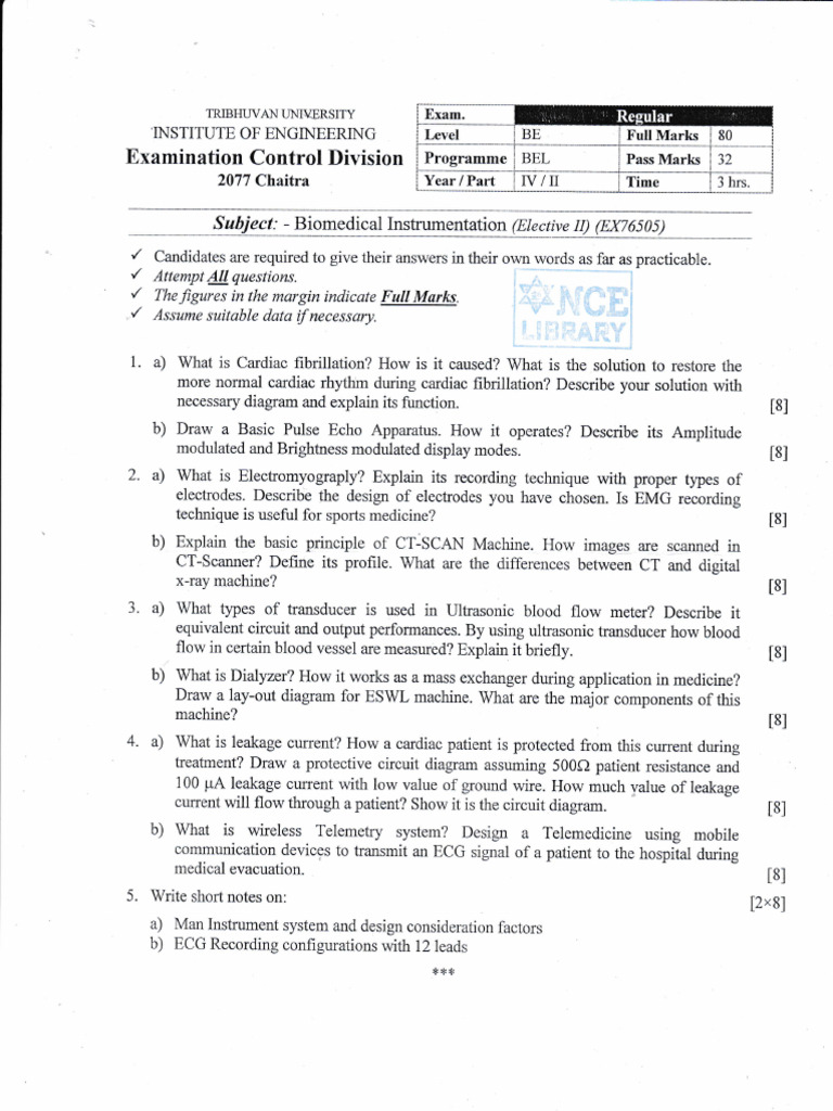 Bio Medical Old Question Collection | PDF | Electromyography | Ct Scan