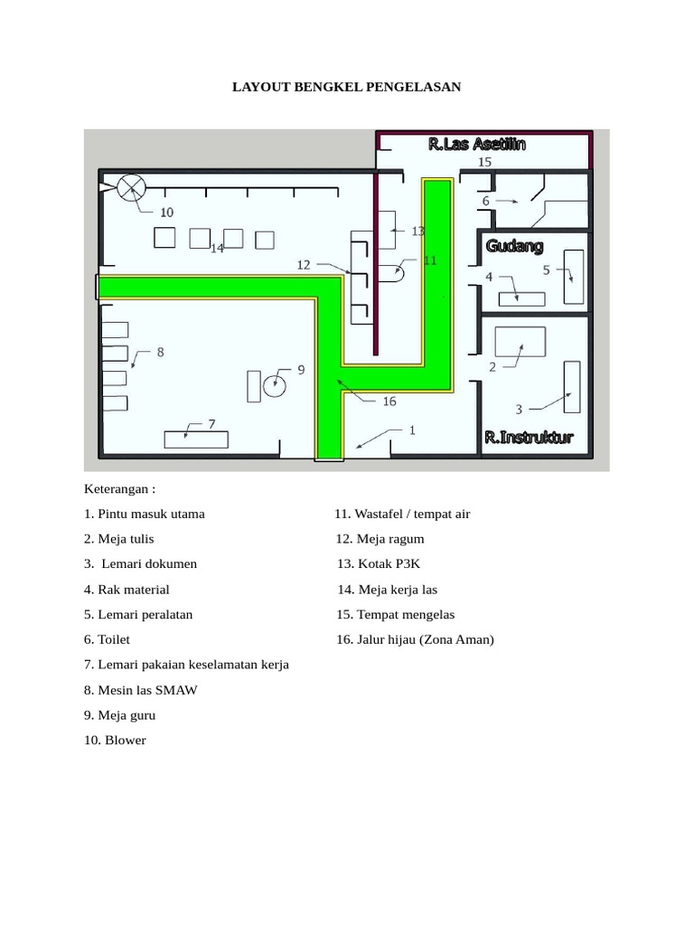 Denah Layout Bengkel Pengelasan | PDF