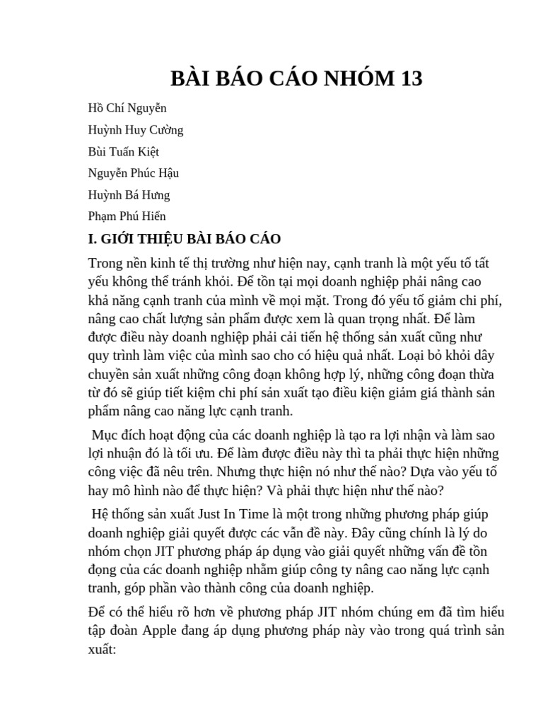 Bài báo cáo của nhóm 13 QTVH | PDF