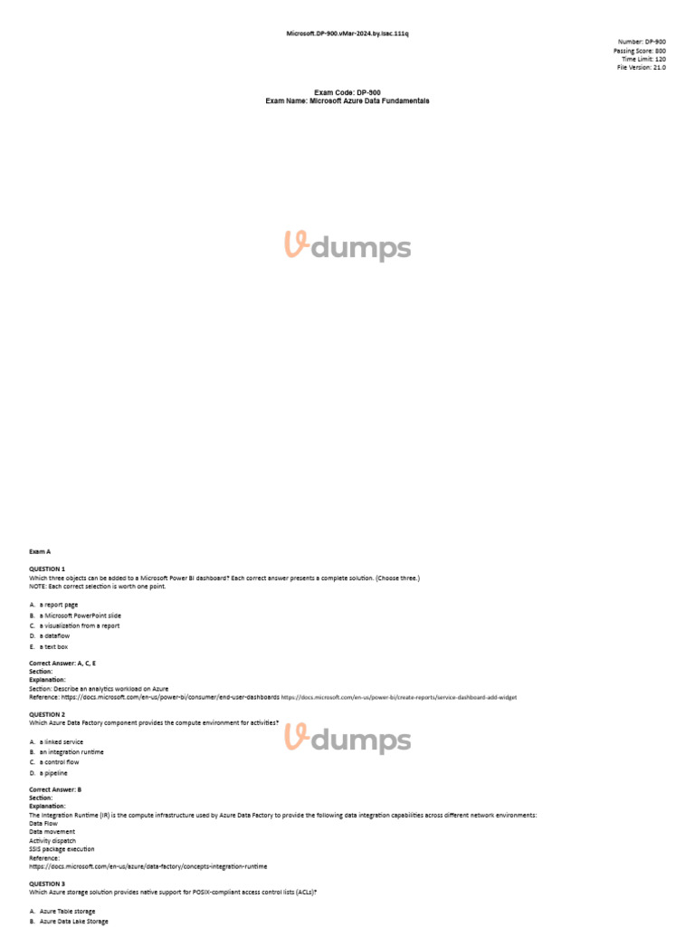Microsoft DP-900 Exam Questions & Answers | PDF | Databases | Microsoft ...