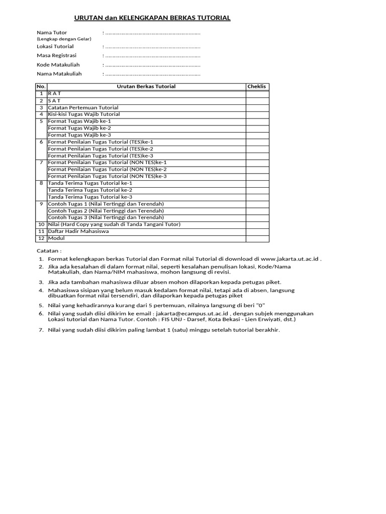 Kelengkapan Berkas Tutor 2015 | PDF | Komputer