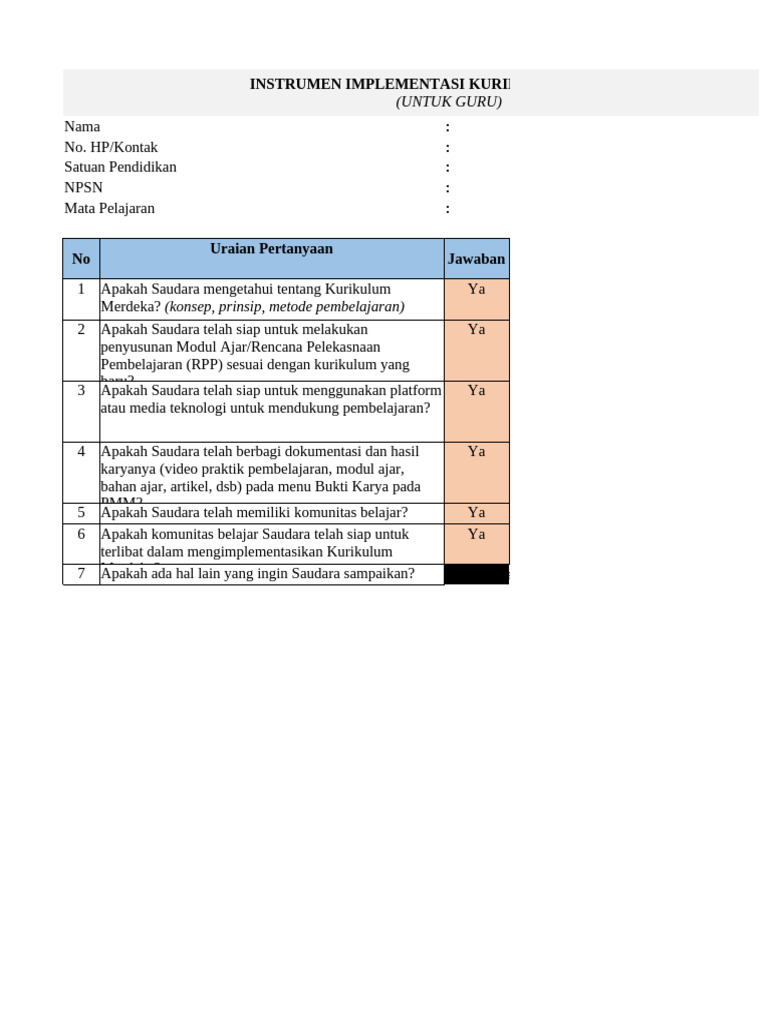 Instrumen Evaluasi IKM Untuk Guru SMP | PDF