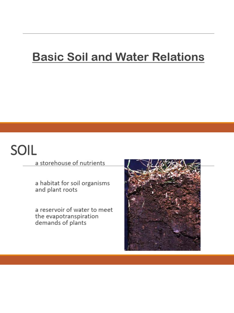 Lec1b.Soil and Water Relationship | PDF | Soil | Porosity