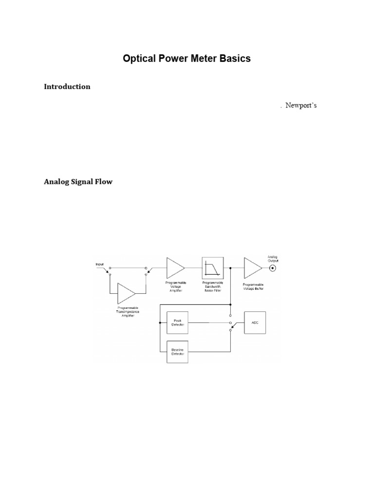 Optical Power Meter Basics | PDF | Amplifier | Signal To Noise Ratio