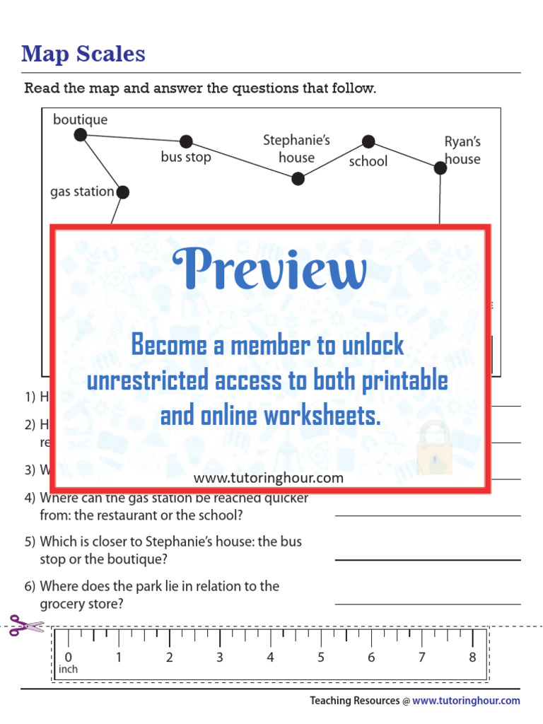 Map Scale Questions Worksheet | PDF