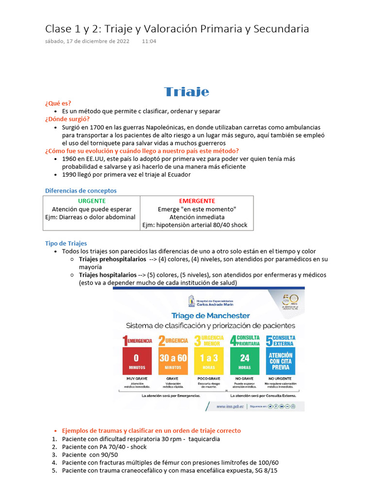 Guía de Triaje y Emergencias | PDF | Respiración | Corazón