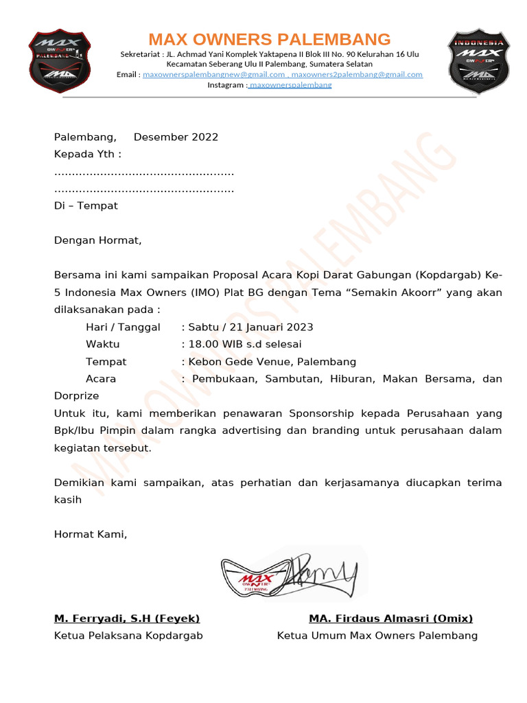 Surat Pengantar Proposal | PDF