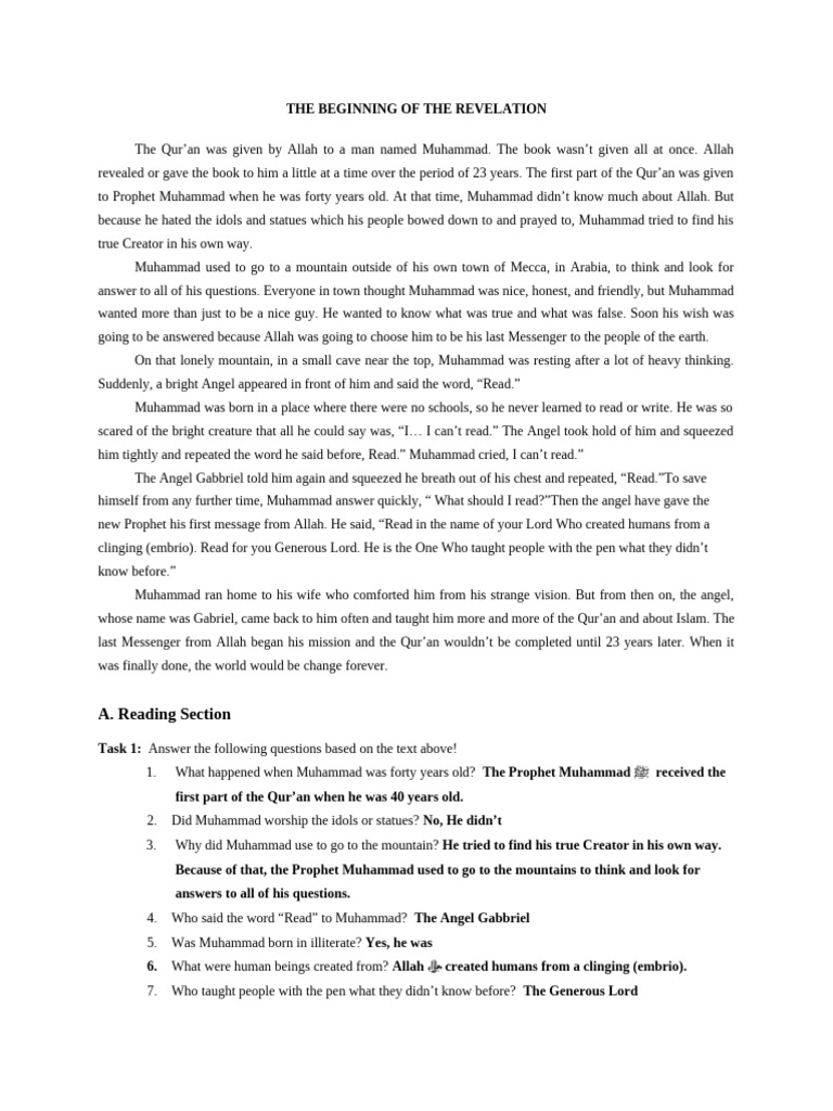 Muhammad's First Revelation of the Qur'an | PDF | Muhammad | Prophets ...