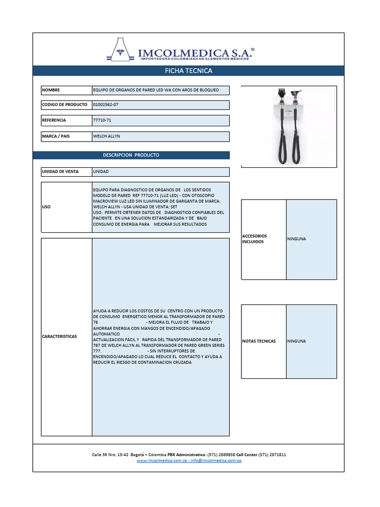 Ficha Tecnica Equipo de Organo | PDF