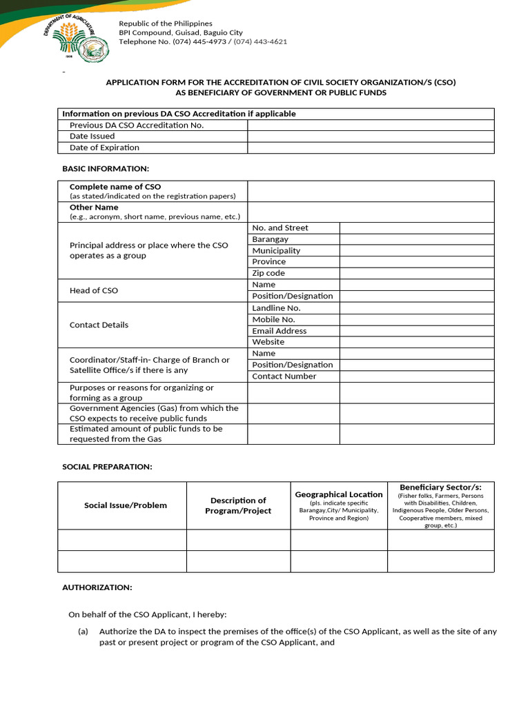 Application Form For Cso Accreditation 2 | PDF