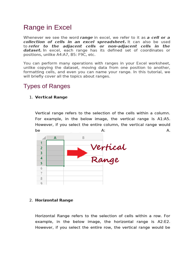 Excel Range Types & Named Ranges Guide | PDF | Microsoft Excel | Spreadsheet
