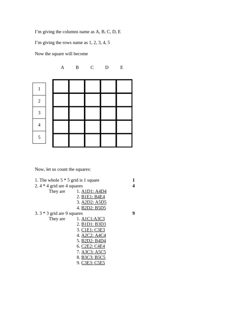 Answer How Squares Are 55 | PDF