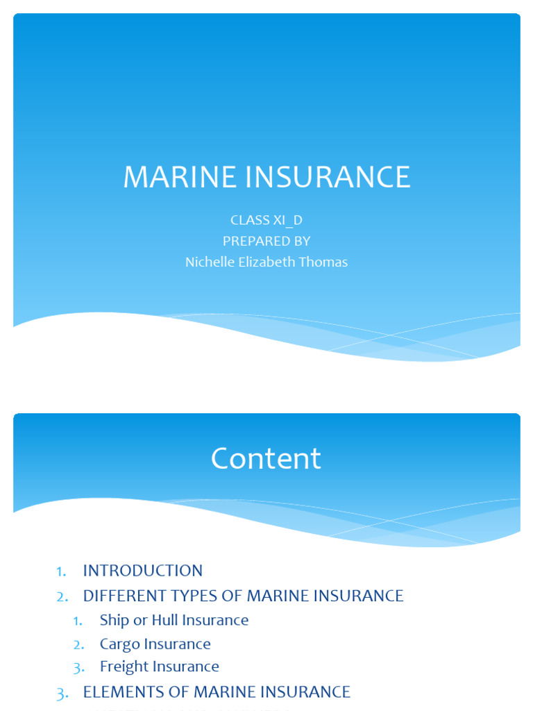 Marine Insurance-Class XI-D-2024 | PDF | Insurance | Indemnity