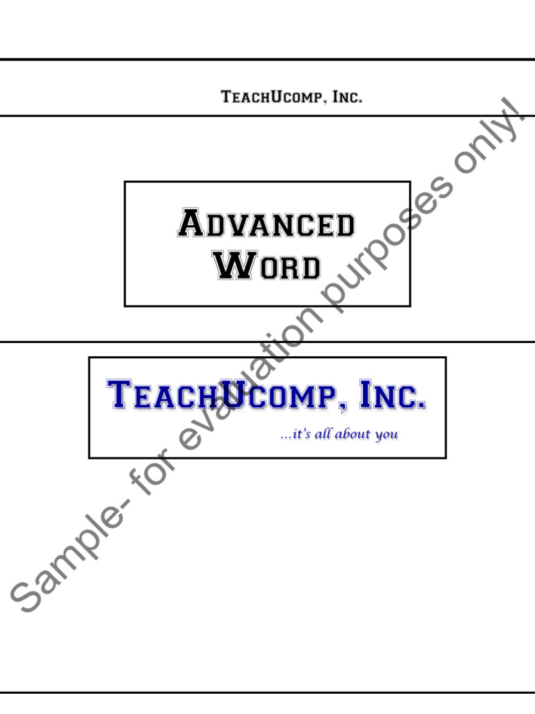 Advanced Word 2016 Sample Manual | PDF | Hyperlink | Keyboard Shortcut