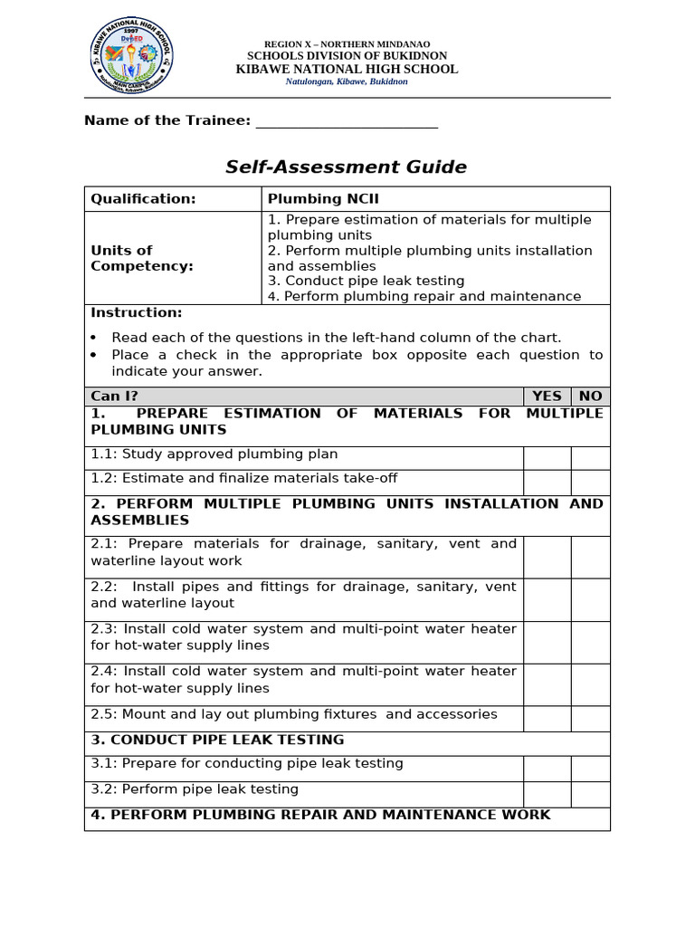 Self Assessment Guide | PDF