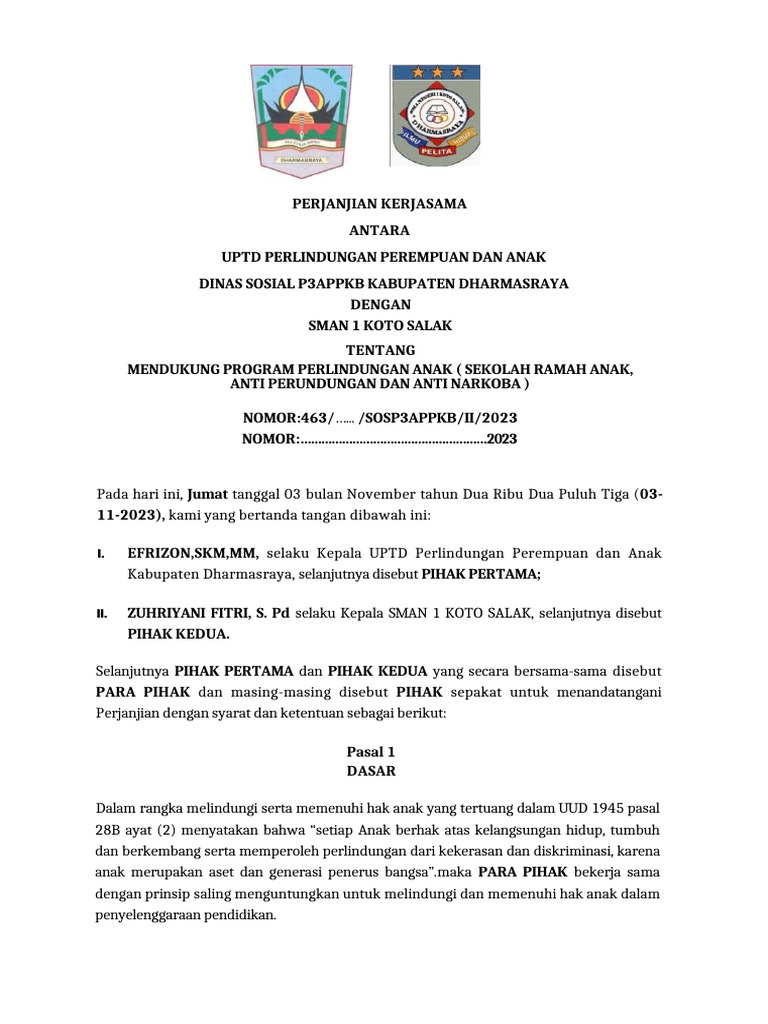 Mou Uptd Ppa & Sekolah | PDF