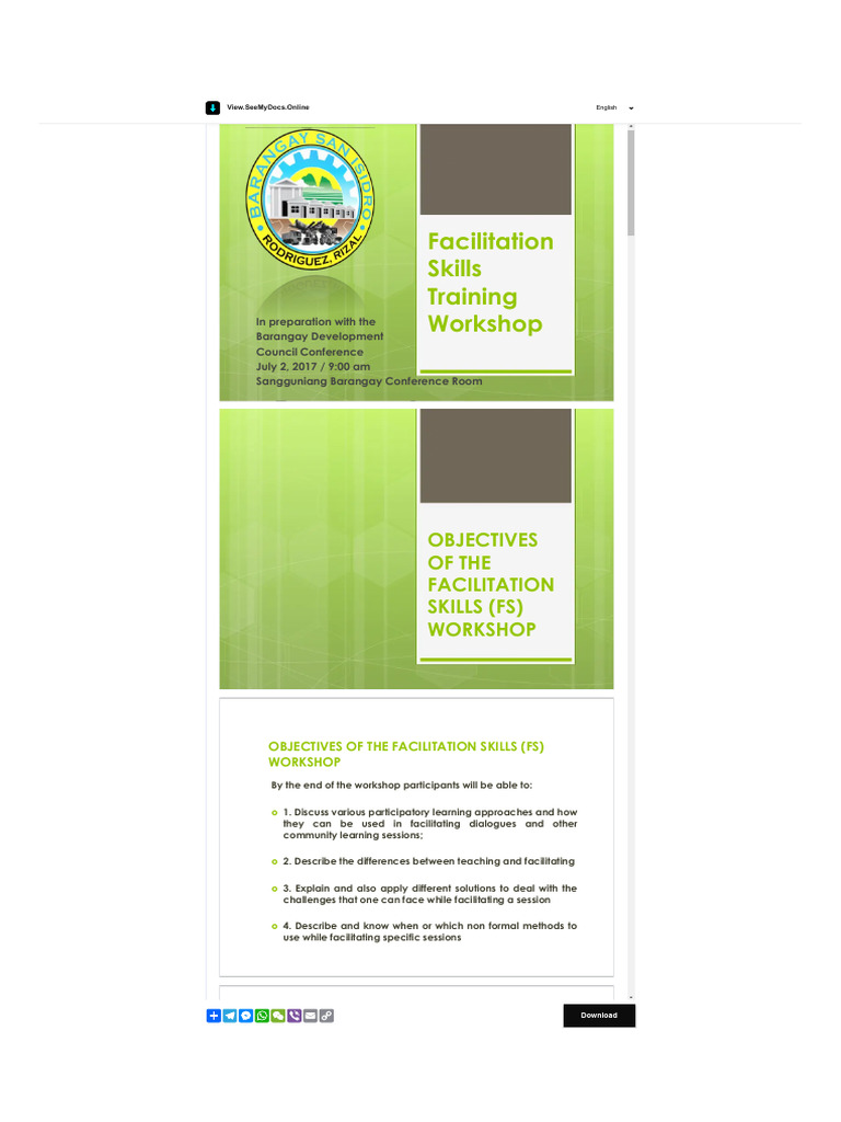 Free Facilitation Skills Workshop | PDF | Scribd | Download