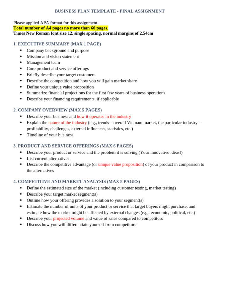 03 01 Final - Business Plan Template | PDF | Market (Economics) | Marketing