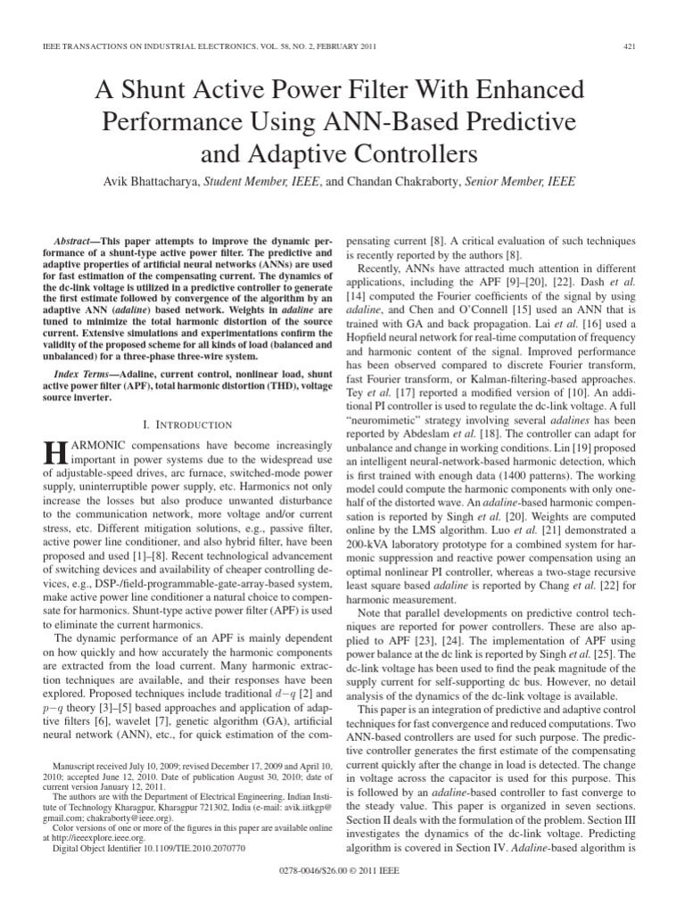 ANN-Based Shunt Active Power Filter | PDF | Phase (Waves) | Artificial ...