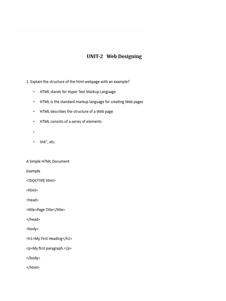 IT3401-WE Unit 2 | PDF | Html | Html Element