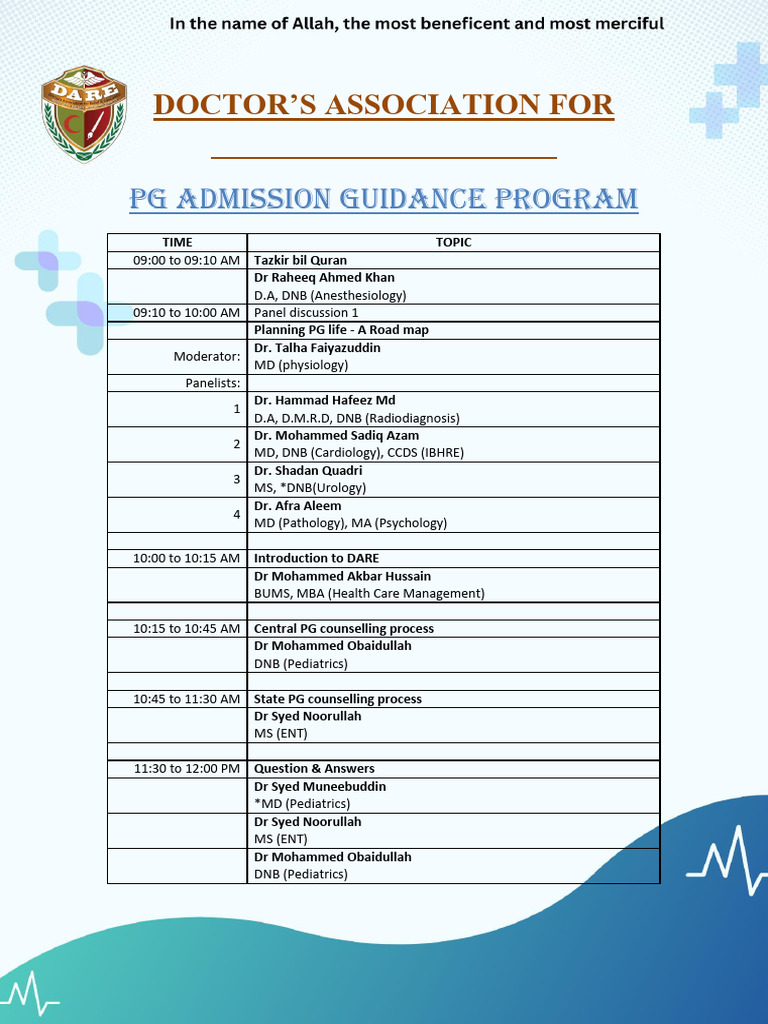 DARE PG ADMISSION GP Program | PDF | Doctor Of Medicine | Vocational ...