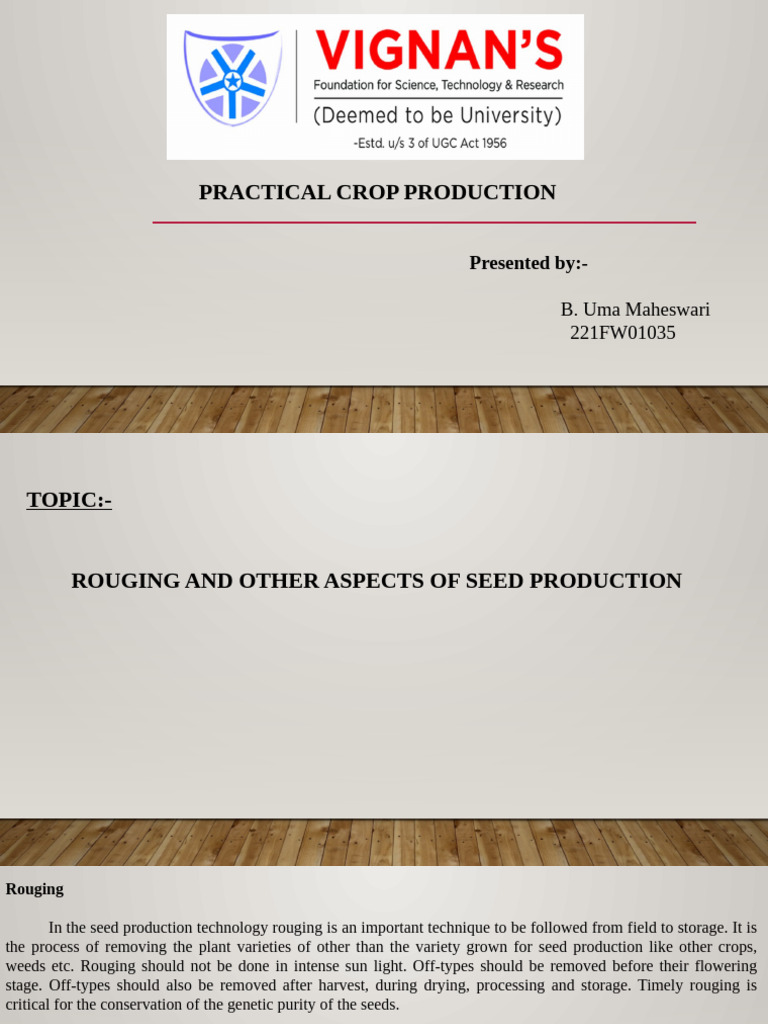 Practical Crop Production Presentation (221fw01035) | PDF | Seed | Germination