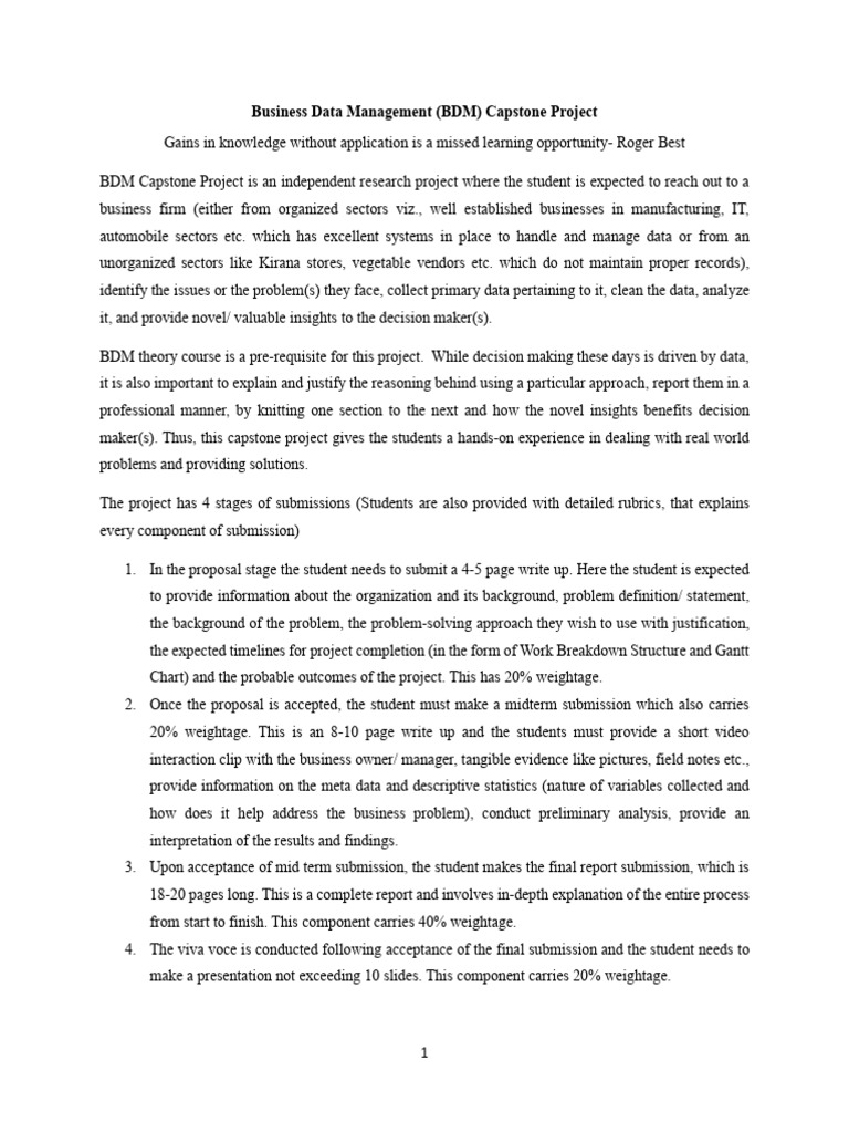 Short Write Up BDM Capstone Project | PDF | Cognition