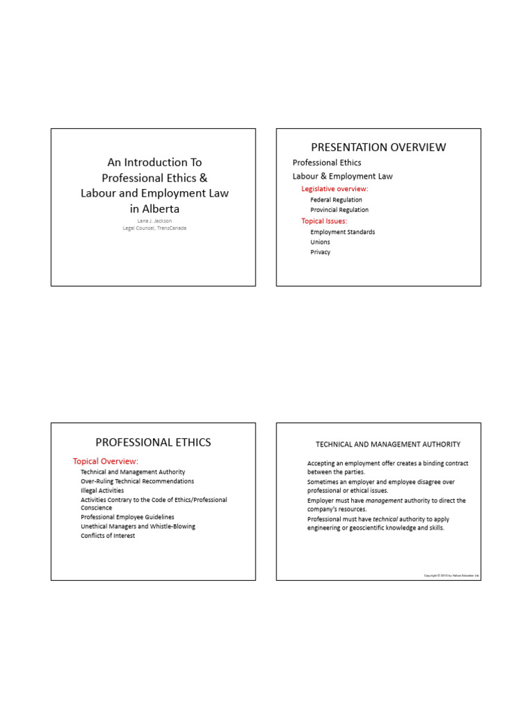 DOCS - 12187639-V1-Introduction To Professional Ethics Labour and Employment Law in Alberta ...